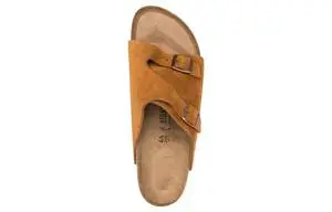 BIRKENSTOCK Suede Leather Buckled Slides - Mink