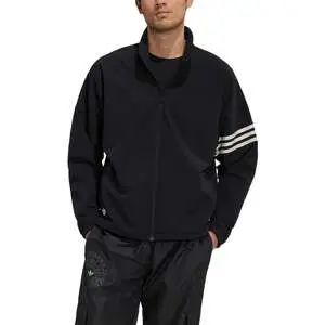 Adidas Logo Printing Pattern Stripe Stand Jacket
