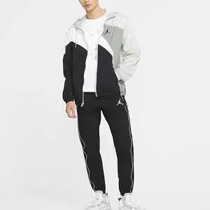 JORDAN Air Jumpman Wave Asymmetric Logo Pattern Splicing Woven Jacket