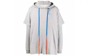 Off-White Arrows" Layered Hoodie - Grey