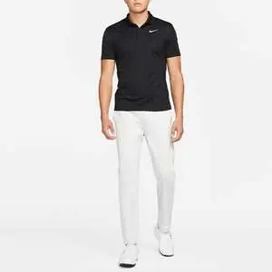 Nike Casual Breathable Solid Color Golf Short Sleeve Polo Shirt - Black