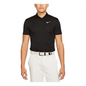 Nike Casual Breathable Solid Color Golf Short Sleeve Polo Shirt - Black