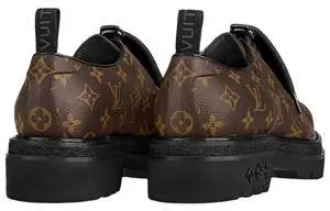 LOUIS VUITTON Black Brown Monogram Derby Shoes