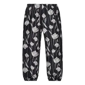 Supreme Ss19 Floral Silk Track Pant Flowers Bundle Feet Casual Pants - Black