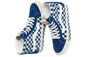 VANS Style 38 Checkerboard High Top Sneakers - White/blue