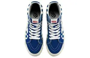 VANS Style 38 Checkerboard High Top Sneakers - White/blue