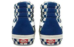 VANS Style 38 Checkerboard High Top Sneakers - White/blue