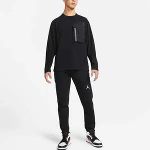 JORDAN Splicing Pocket Reflective Printing Round Neck Pullover T-shirt