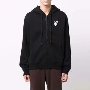Off-White Logo Arrow Pattern Full Zip Hoodie