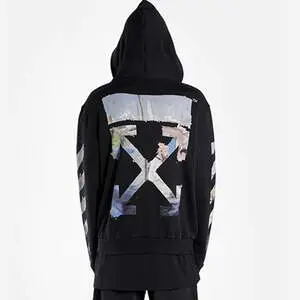 Off-White Diagonal Arrow Print Zipped Cotton