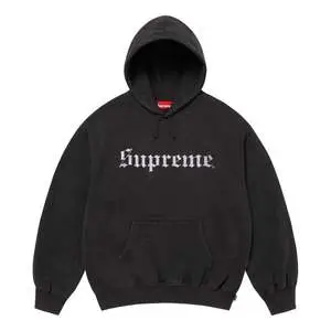 Supreme Washed Old English Hooded Sweatshirt - Black