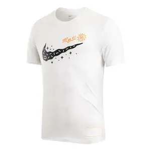 Nike Printing Large Logo Casual Round Neck Short Sleeve White T-shirt - Multi-color