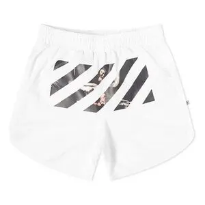 Off-White Caravaggio Diag Stripe Mesh Shorts - White