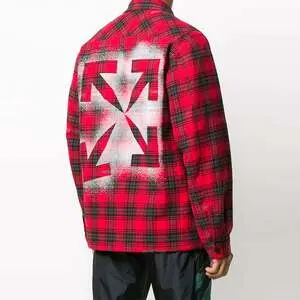 Off-White Cotton Arrows Plaid Shirt Jacket