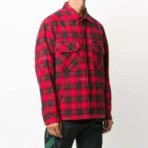 Off-White Cotton Arrows Plaid Shirt Jacket