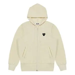 Play Comme Des Garcon Zip Hoodie Big Black Heart - Beige