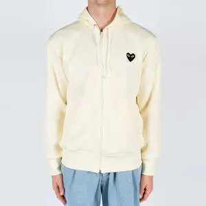 Play Comme Des Garcon Zip Hoodie Big Black Heart - Beige