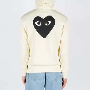Play Comme Des Garcon Zip Hoodie Big Black Heart - Beige