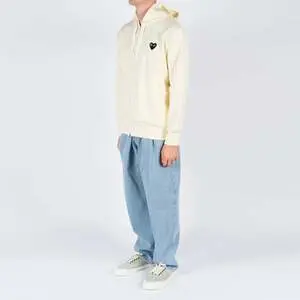 Play Comme Des Garcon Zip Hoodie Big Black Heart - Beige