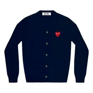 Play Comme Des Garcon Cardigan With Emblem - Navy