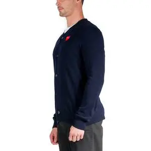 Play Comme Des Garcon Cardigan With Emblem - Navy
