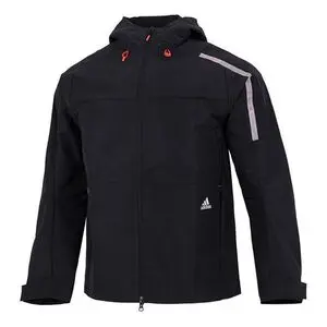 Adidas Th Commmtek Wvjk Solid Color Athleisure Casual Sports Hooded Jacket Black - Default Colorway