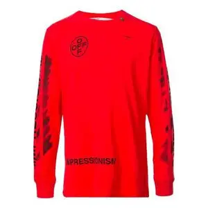 Off-White Long Sleeve Graphic T-shirt - Red