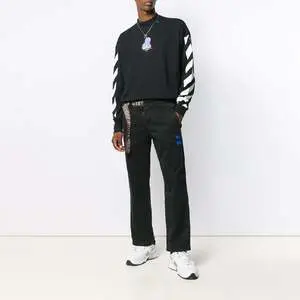 Off-White Diagonal Stripe Cotton Long Sleeve