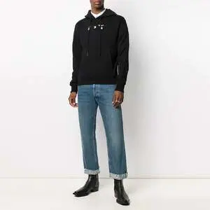 Off-White Long Sleeve Hoodie With Graphic Print