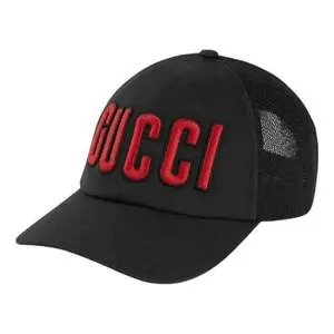 Gucci Embroidered Logo Baseball Cap - Black/red