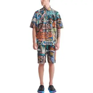 Off-White Graffiti Printing Logo Pattern Short Sleeve Multicolor Shirt
