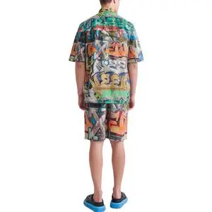 Off-White Graffiti Printing Logo Pattern Short Sleeve Multicolor Shirt