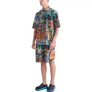 Off-White Graffiti Printing Logo Pattern Short Sleeve Multicolor Shirt
