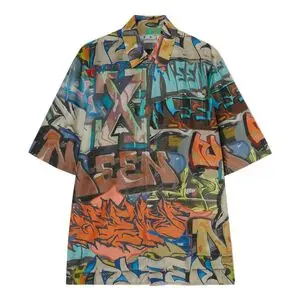Off-White Graffiti Printing Logo Pattern Short Sleeve Multicolor Shirt