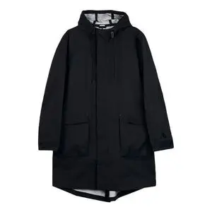 Nike Solid Color Athleisure Casual Sports Mid-length Hooded Windbreaker - Black