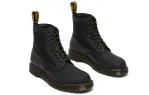 Dr. Martens 1460 Panel Leather Lace Up Boots - Black/yellow