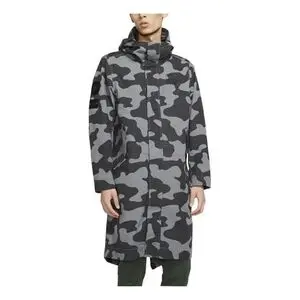 Nike Mid-length Camouflage Hooded Windproof Jacket