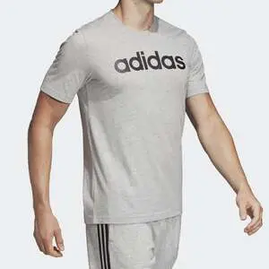 Adidas Lin Tee Sports Stylish Alphabet Medium Hemp Grey T-shirt - Gray