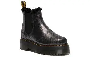 Dr. Martens 2976 Faux Fur-lined Metallic Platform Chelsea Boots