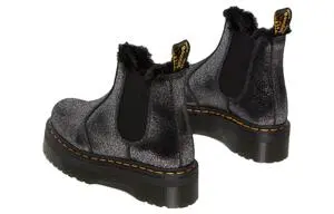 Dr. Martens 2976 Faux Fur-lined Metallic Platform Chelsea Boots