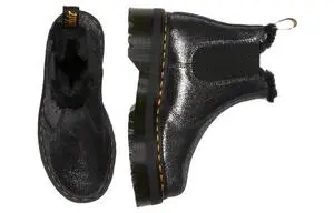 Dr. Martens 2976 Faux Fur-lined Metallic Platform Chelsea Boots