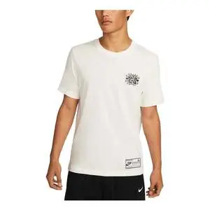 Nike Geometry Printing Round Neck Short Sleeve White T-shirt - Default Color