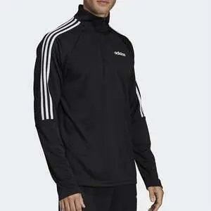 Adidas Quarter Zip Athletic Sweater With Three Stripes Detail