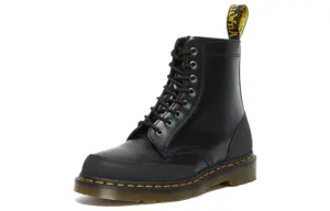 Dr. Martens 1460 Guard Panel Leather Lace Up Boots - Black