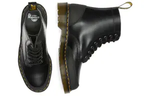 Dr. Martens 1460 Guard Panel Leather Lace Up Boots - Black