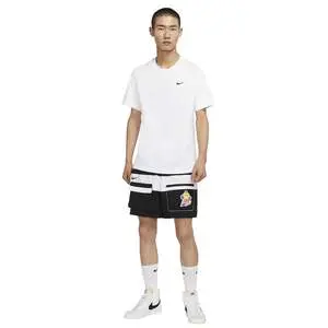 Nike Solid Color Embroidered Logo Micro Mark Round Neck Casual Short Sleeve White T-shirt - Multi-color