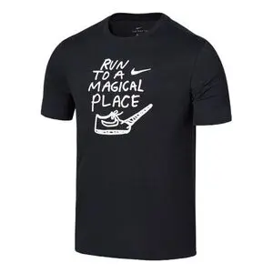 Nike Dri-fit Running Quick Dry Breathable Athleisure Casual Sports Short Sleeve - Black
