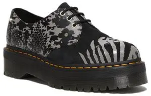 Dr. Martens 1461 Animal Clash Leather & Suede Platform Shoes - Blackgray