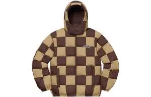 Supreme Checkerboard Puffer Jacket - Yellowbrown