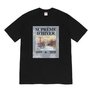 Supreme Fw19 Week 17 Dhiver Tee Winter Scene Printing Short Sleeve - Black